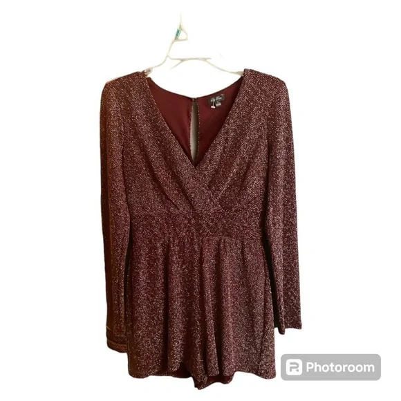Lily Rose | Pants & Jumpsuits | Lily Rose Maroon Sparkly Romper | Poshmark